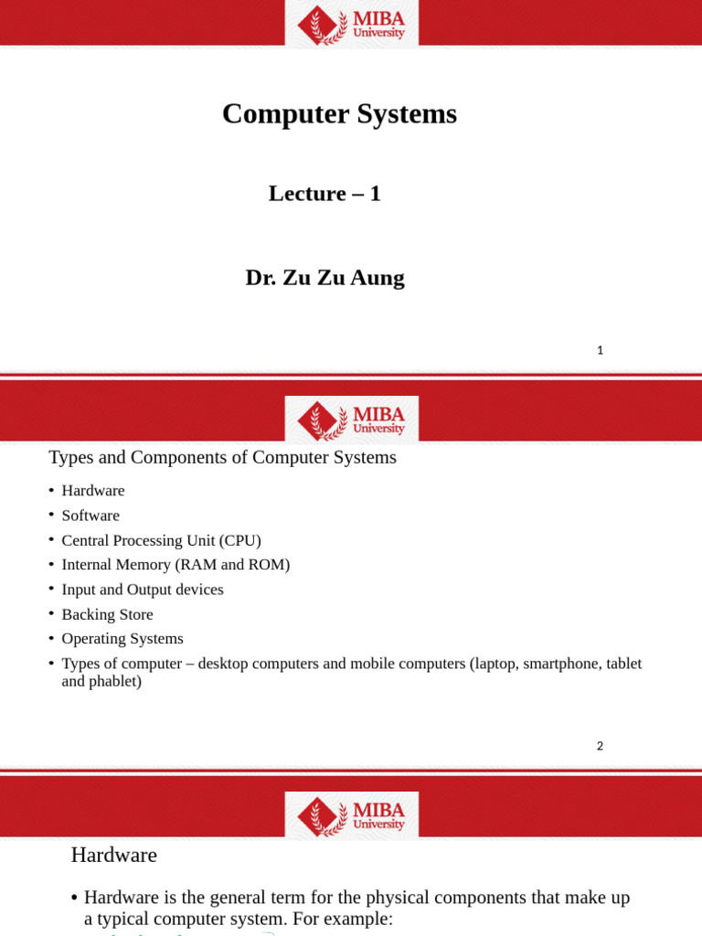 Computer System Lecture 1 262d12de 618c 47a0 A96d 2cd50a6b3645 | PDF | Central Processing Unit ...