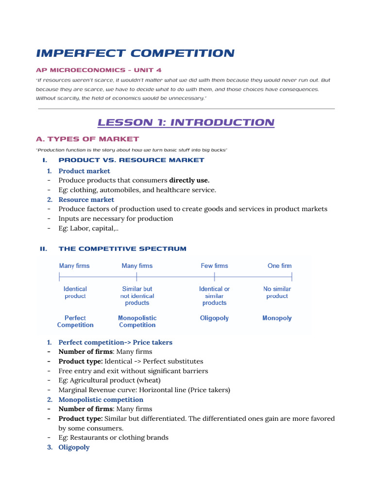 Monopoly and Imperfect Competition Overview | PDF | Monopoly | Oligopoly
