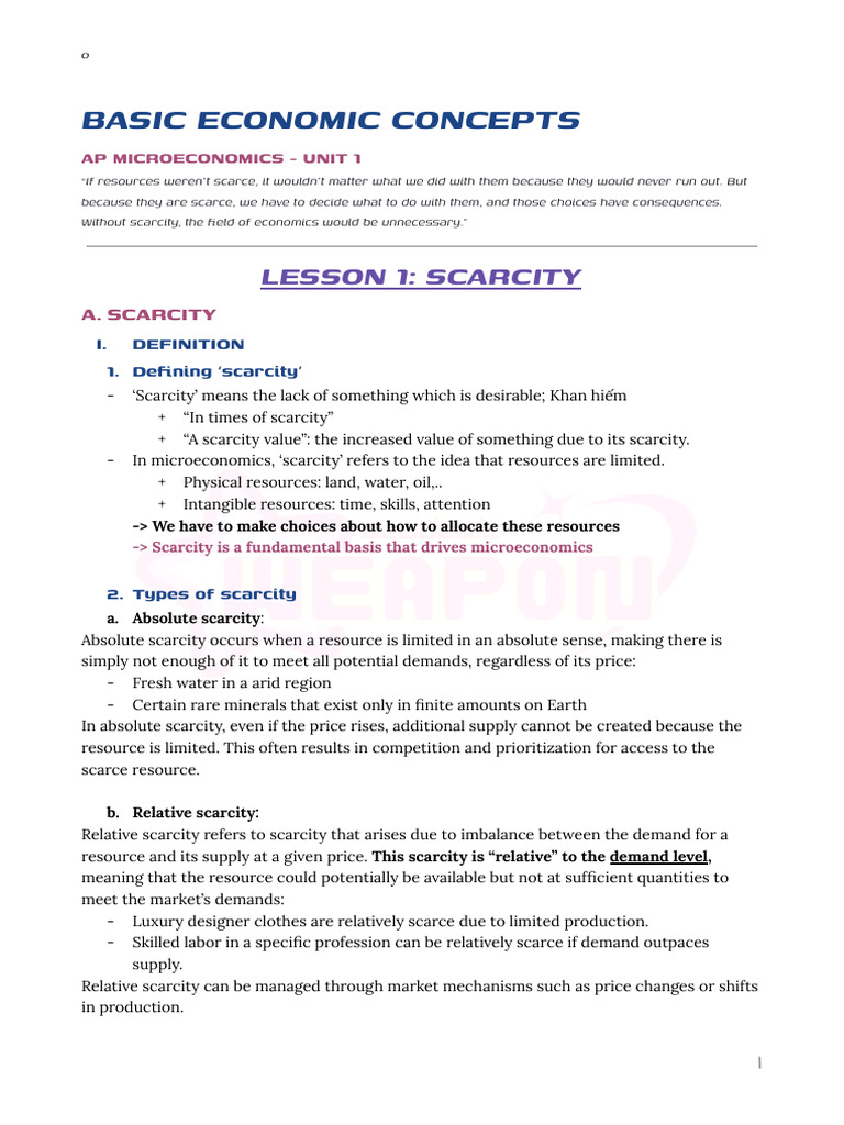 Scarcity and Resource Allocation in Microeconomics | PDF | Utility ...