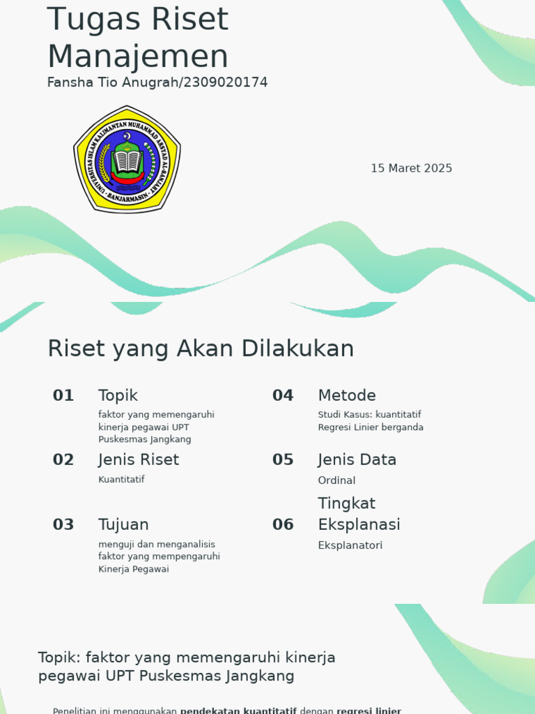 Tugas Presentasi Riset Manajemen - Fansha Tio Anugrah | PDF