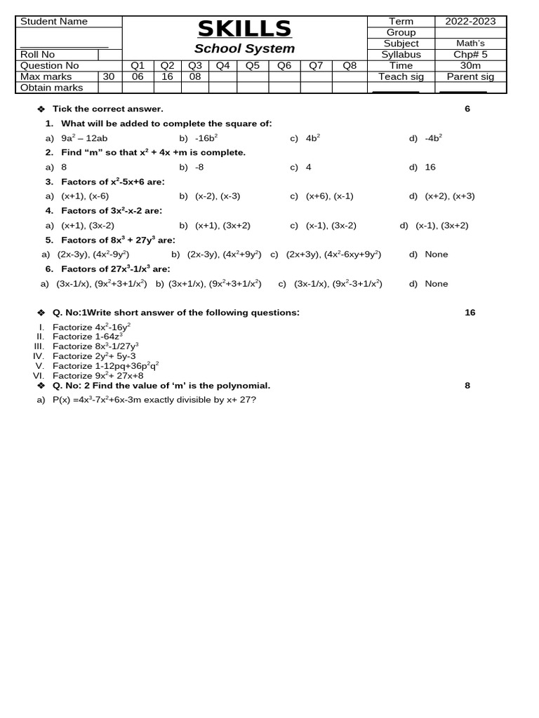 9th Class Math's | PDF