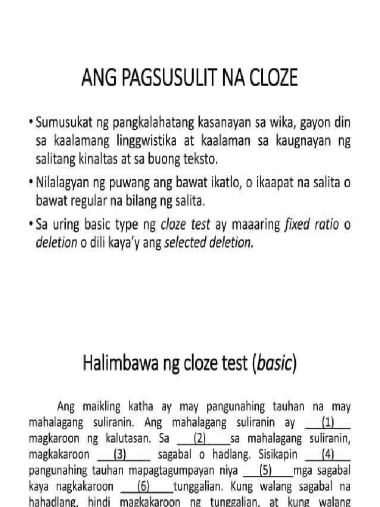 Basic Cloze Test | PDF