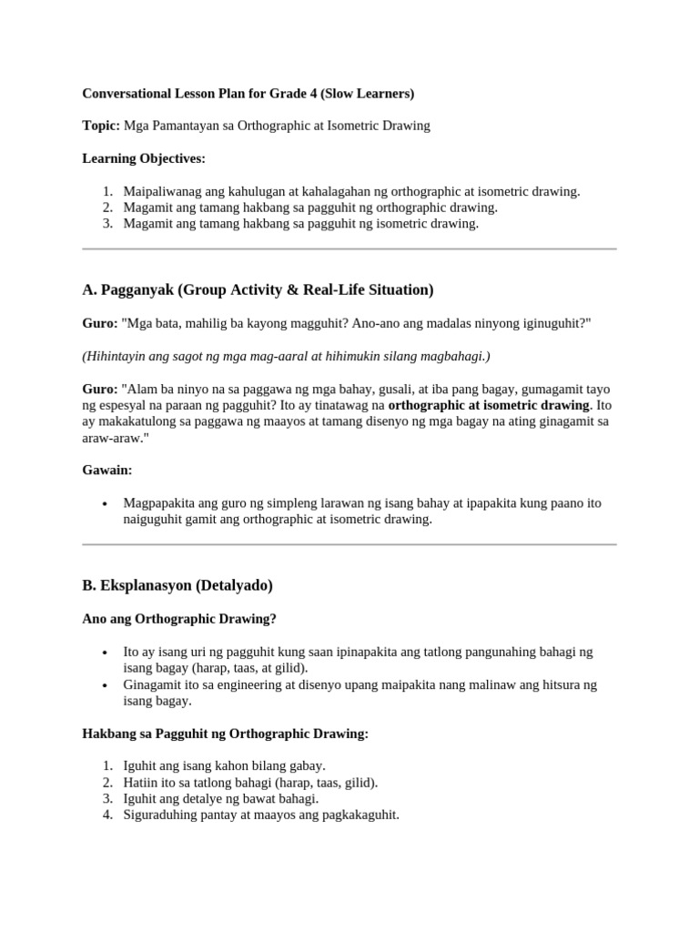 Conversational Lesson Plan For Grade 4 | PDF
