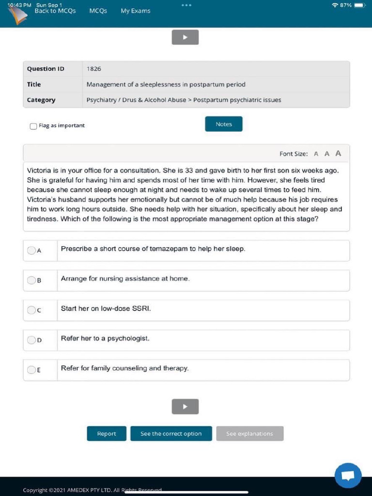 Psychiatry Part 1 Amedex 2024 | PDF