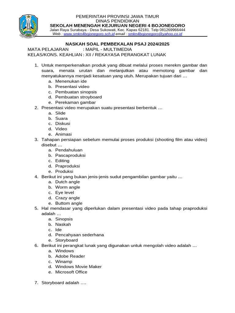 31 Mapil-Multimedia RPL Soal Pembekalan Psaj | PDF