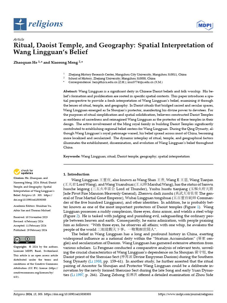 Ritual_Daoist_Temple_and_Geography_Spatial_Interpr | PDF | Deities | Temple