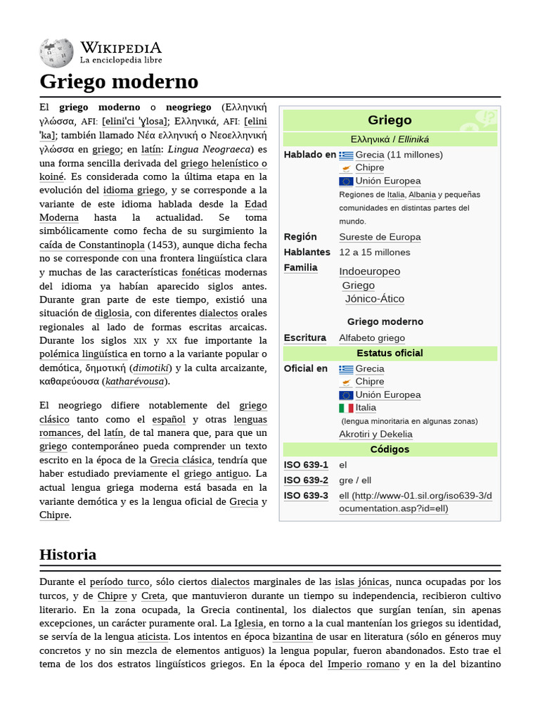 Griego Moderno | PDF | Lingüística