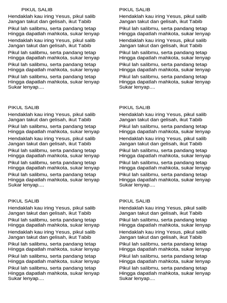 Lirik Pikul Salib | PDF