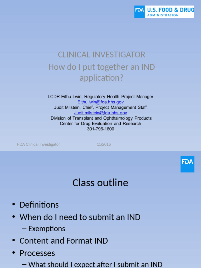 How to Prepare an IND Application | PDF | Food And Drug Administration ...