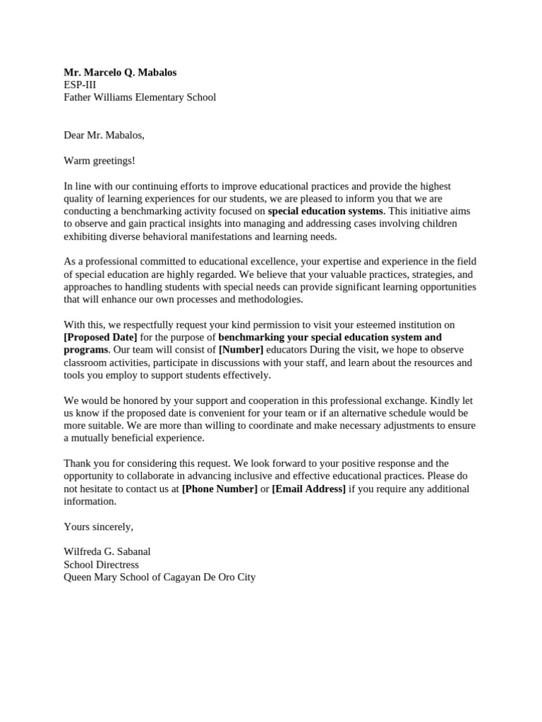 Benchmarking Father Williams ES (SPED Class) | PDF