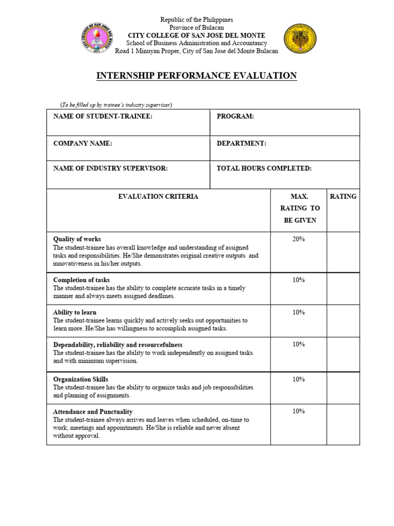 Annex F_Performance Evaluation Form | PDF | Performance Appraisal | Psychological Concepts