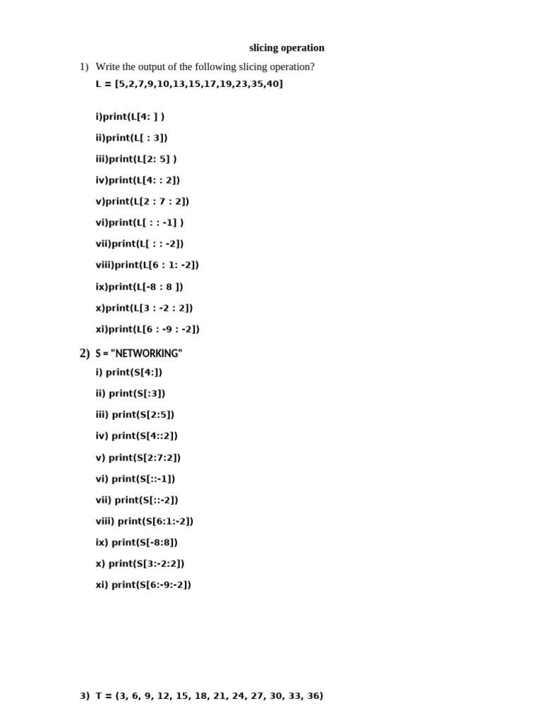 Slicing Operation | PDF