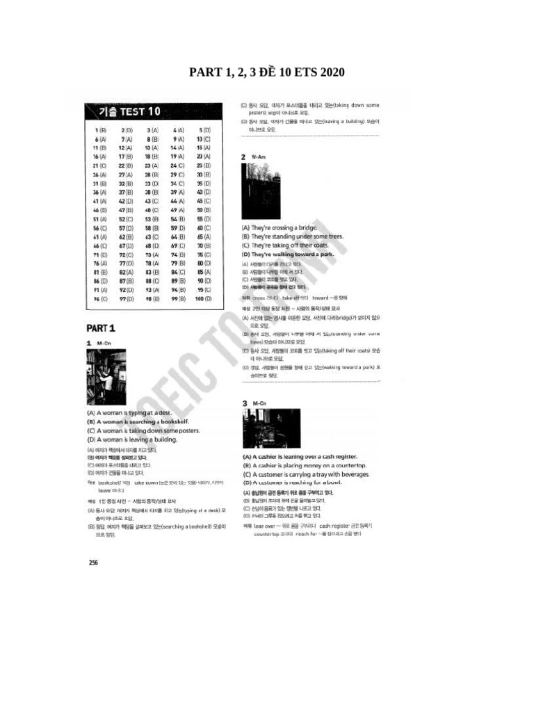 Giải chi tiết Part 1,2,3 đề 10 ETS 2020 | PDF