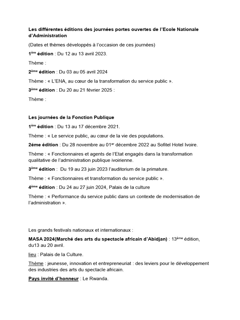 Informations ENA | PDF