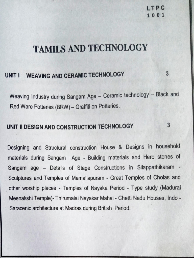 Tamils & Technology Syllabus (English) | PDF