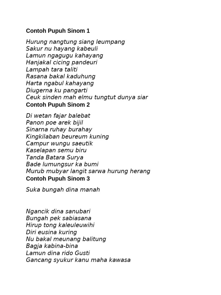 Contoh Pupuh Sinom 1 | PDF