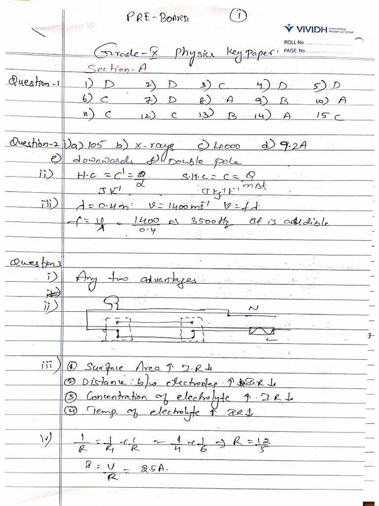 G10 Physics Answer key | PDF