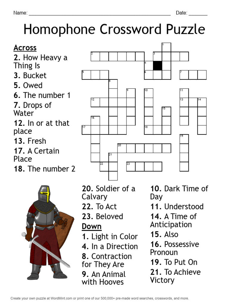 Homophone Crossword Puzzle 416fb 630416b7 | PDF | Linguistic Typology ...