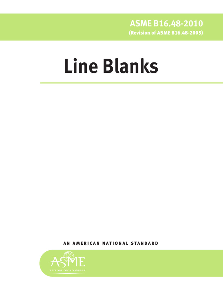 Line Blanks: ASME B16.48-2010 | PDF | Pipe (Fluid Conveyance)