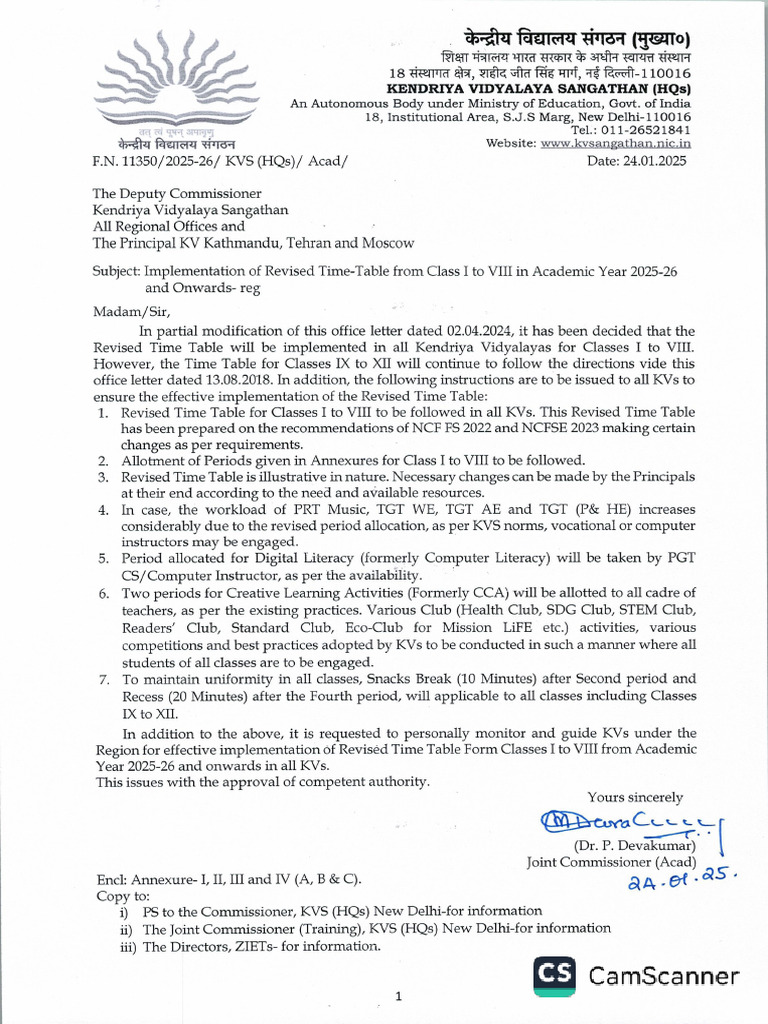 Letter To ROs For Revised Time Table I To VIII | PDF | Learning | Schools