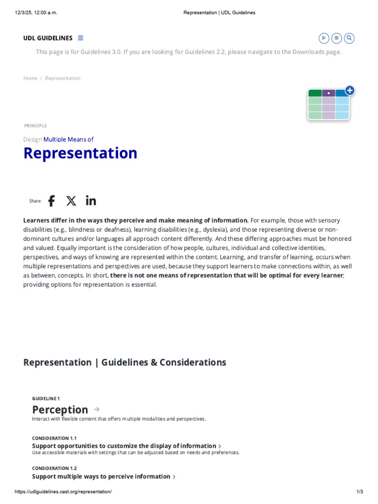 Representation _ UDL Guidelines | PDF | Symbols | Learning