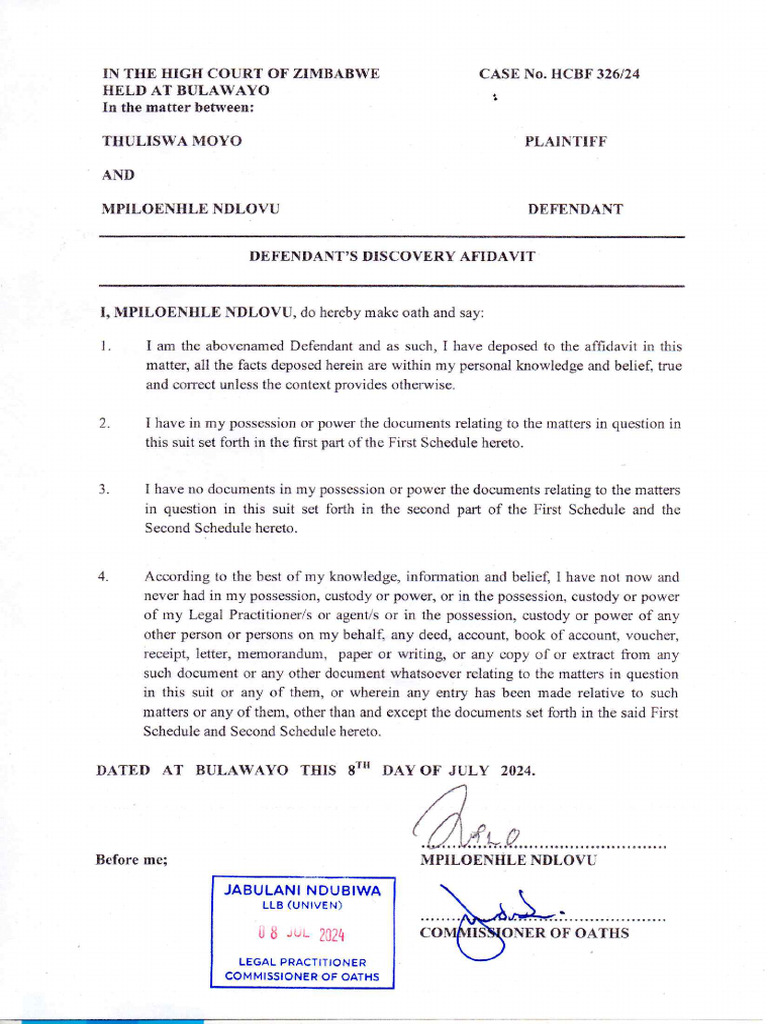 Discovery Affidavit | PDF