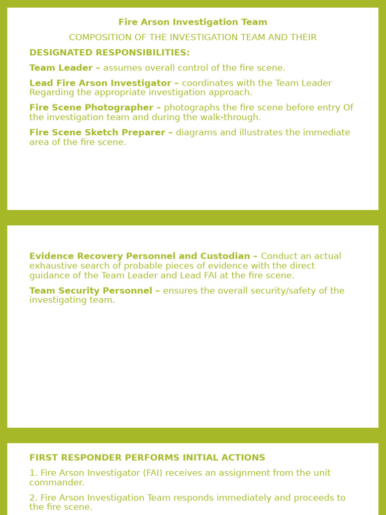 Fire Arson Investigation Team | PDF