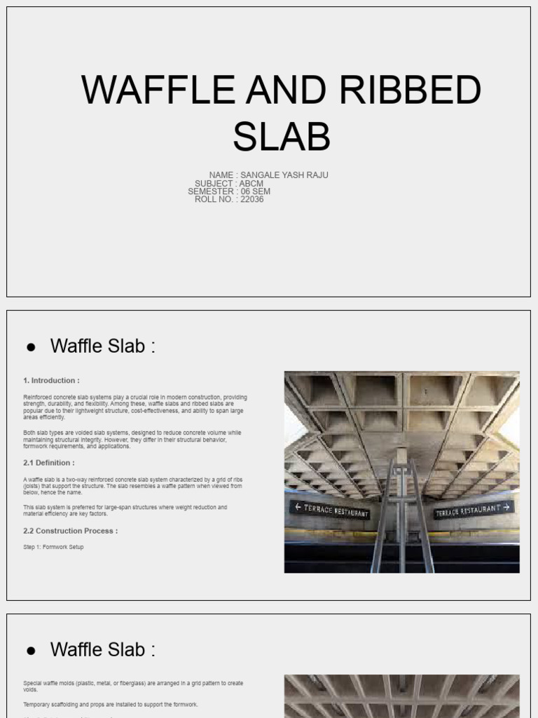 Waffle and Ribbed Slabs Explained | PDF | Concrete | Architectural Design