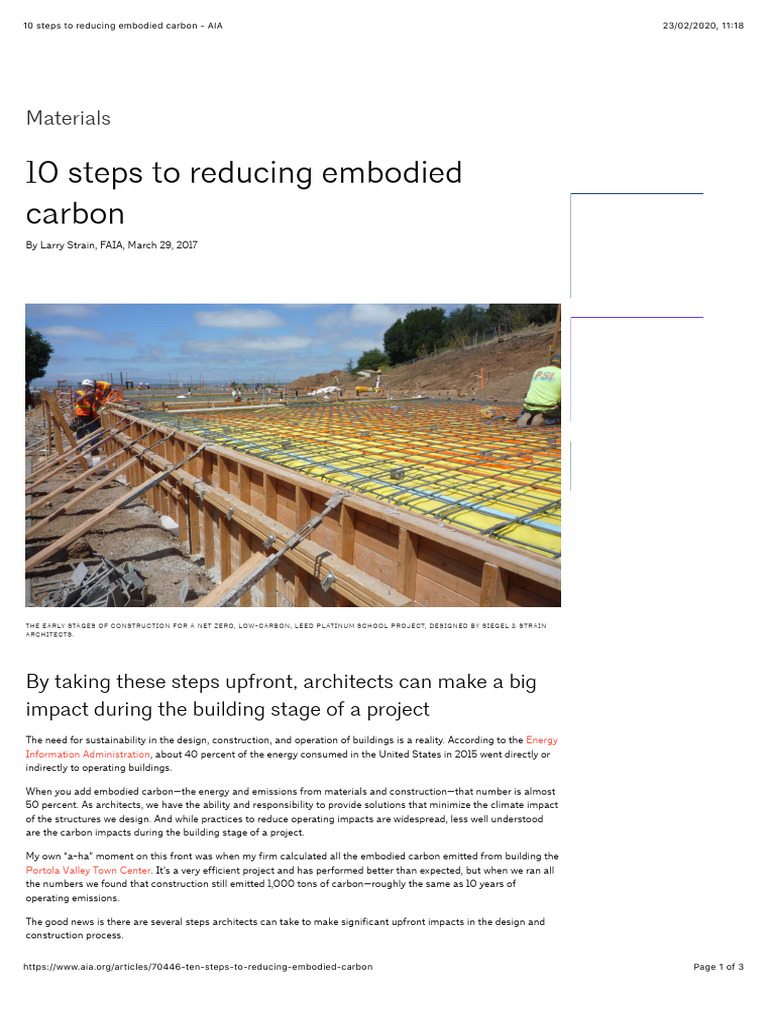 10 Steps To Reducing Embodied Carbon - AIA | PDF | Concrete | Building Insulation
