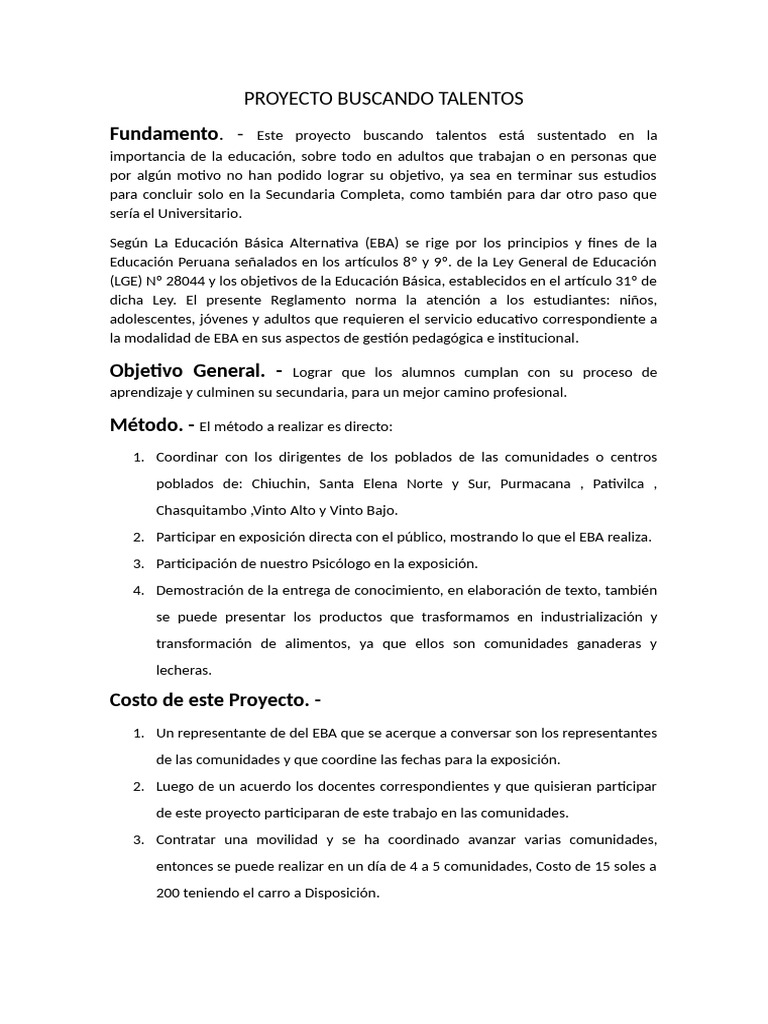 Proyecto Buscando Talentos | PDF | Aprendizaje
