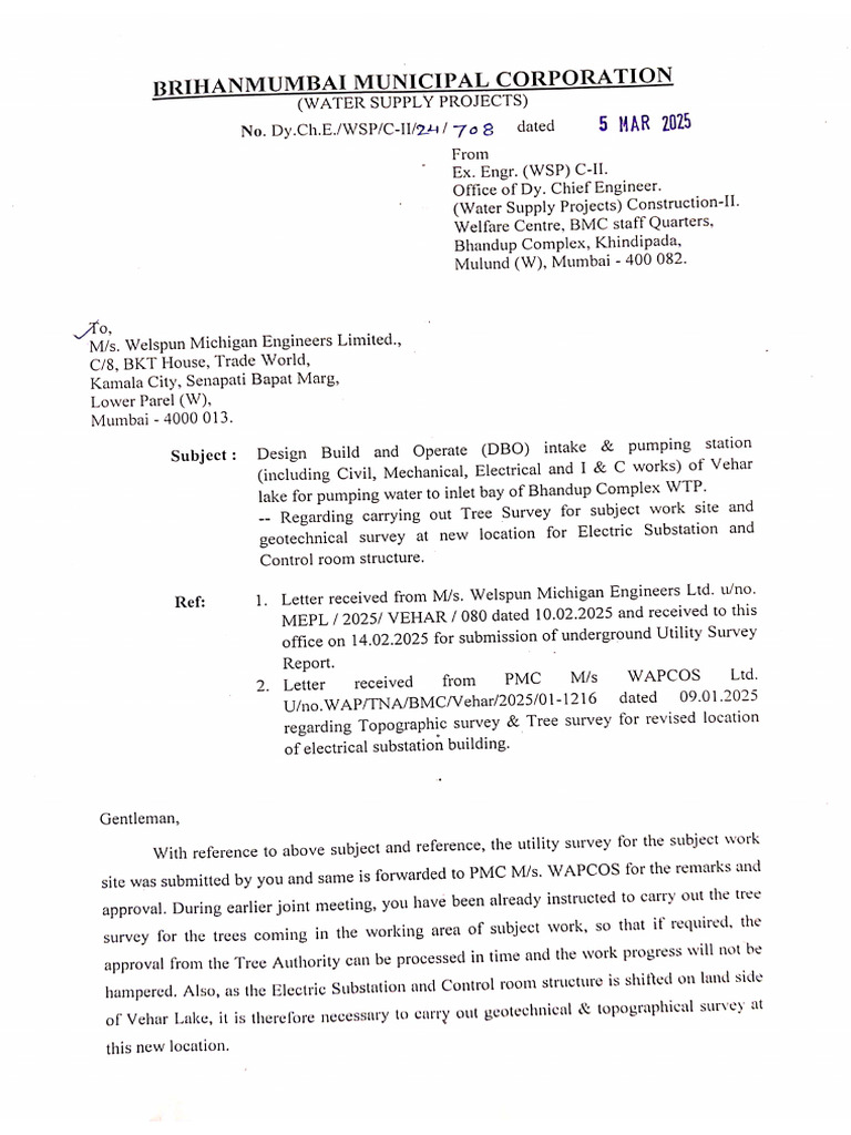 Tree Survey, Topography, Geotechnical Survey Letter From Department | PDF