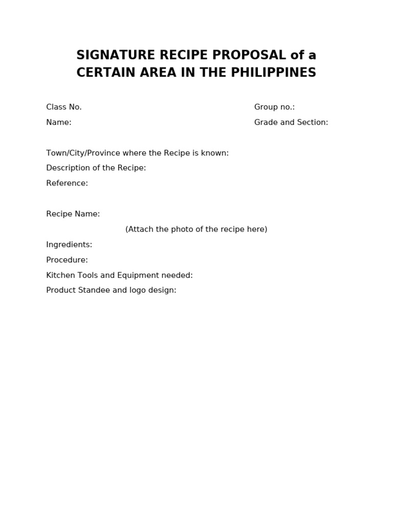 Recipe Proposal For Grade 7 | PDF