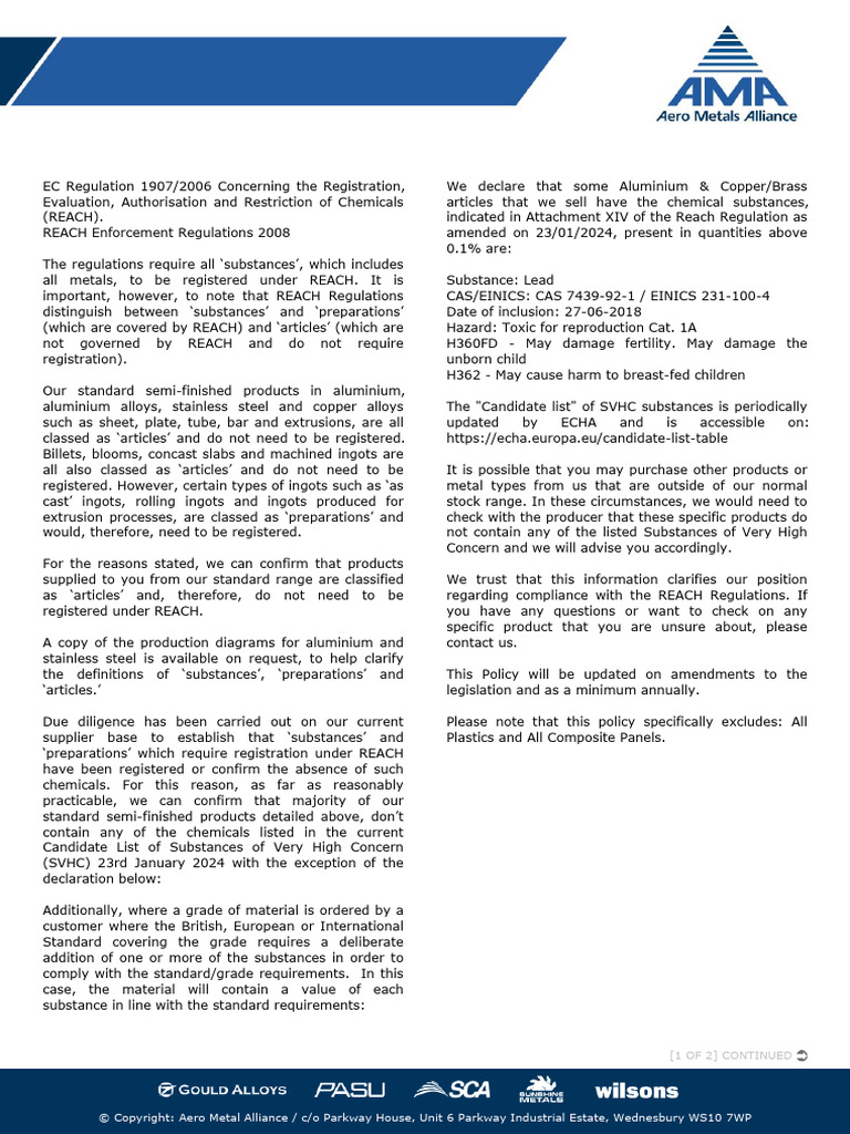 Aero-Metal-Alliance_All-Metals-REACH-Stainless-Steel_302 | PDF