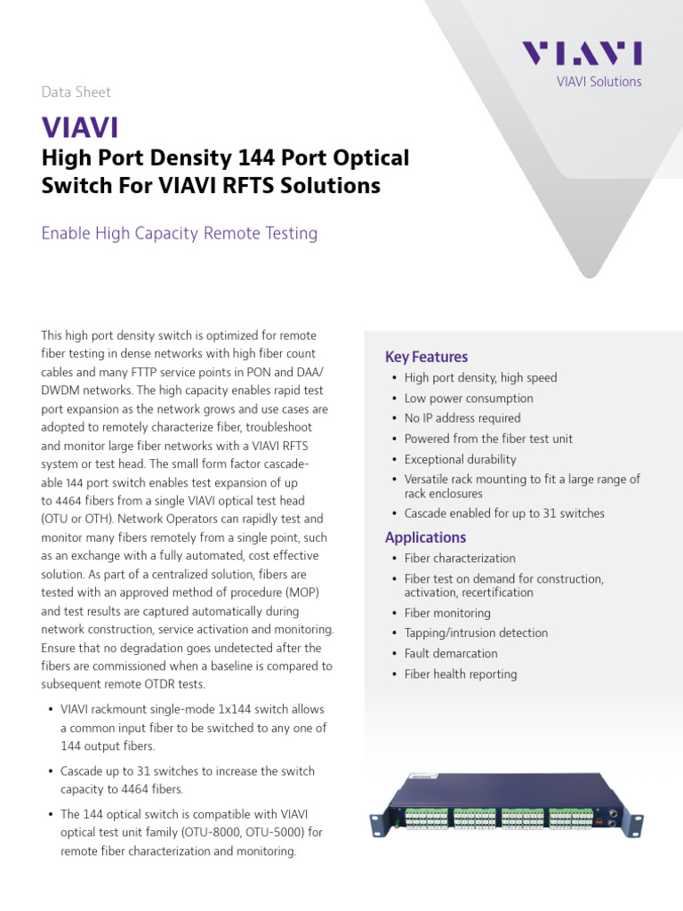 High Port Density 144 Port Optical Switch Viavi Rfts Solutions Data ...