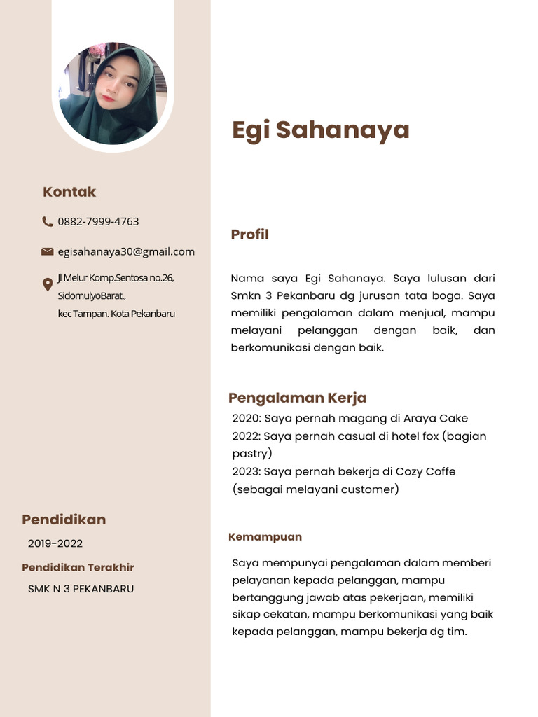 Cv Egi Sahanaya | PDF