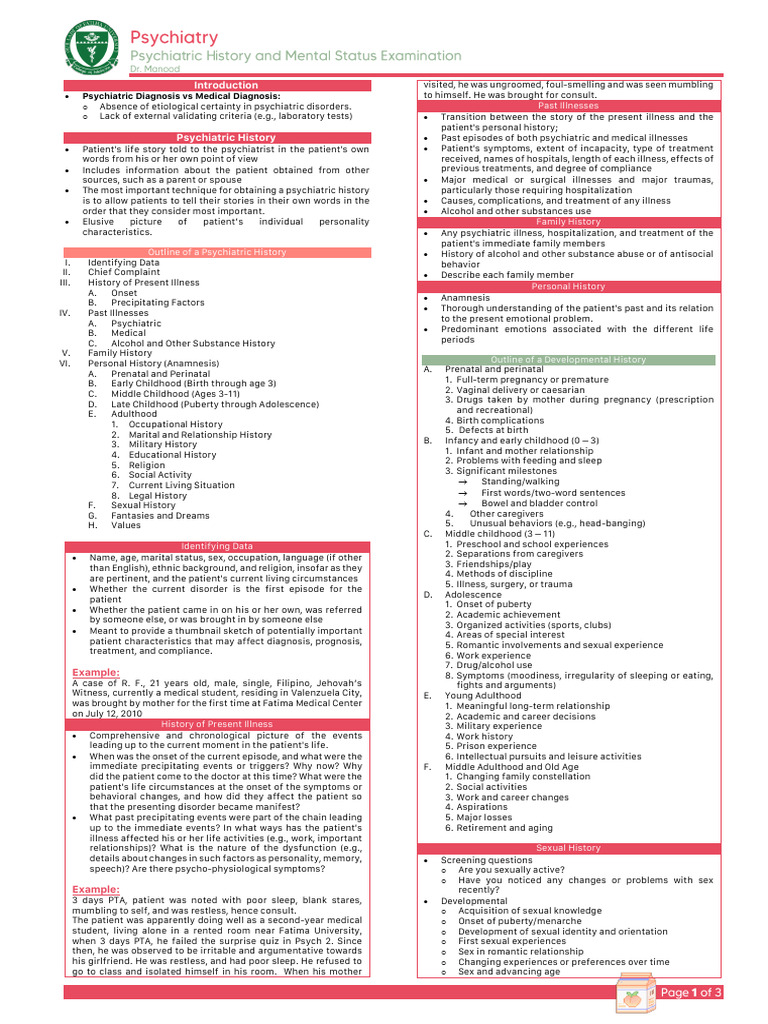 Psychiatric History and MSE | PDF | Hallucination | Psychiatry