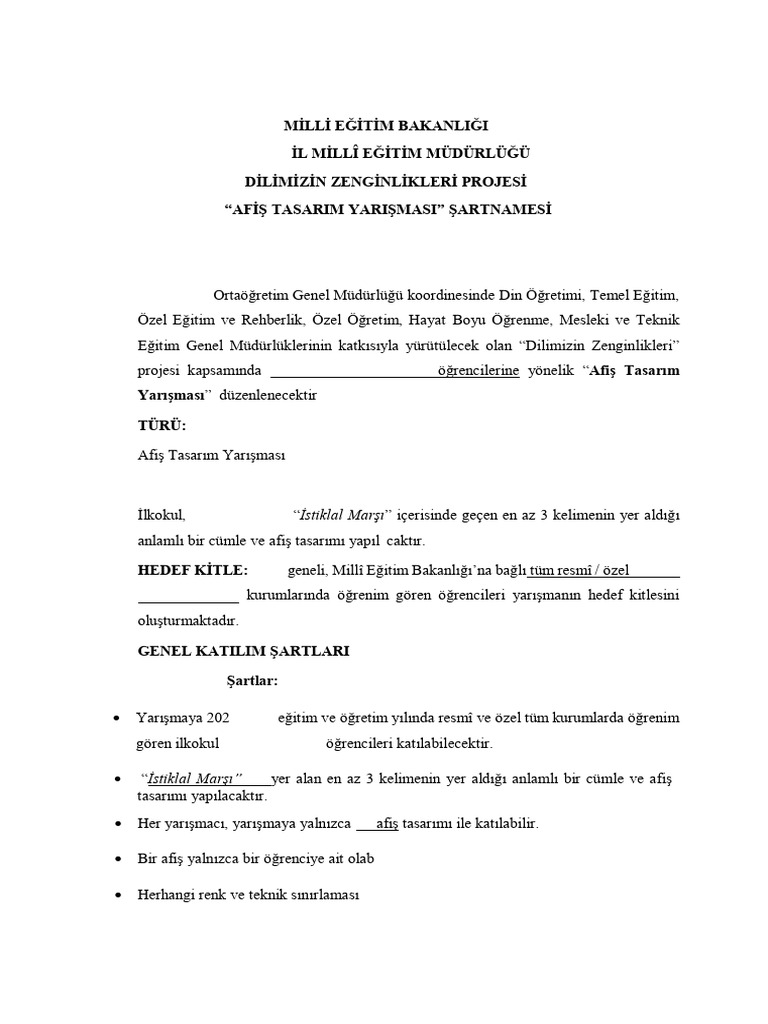 ISTIKLAL MARSI AFIS TASARIM YARISMASI SARTNAMESI | PDF