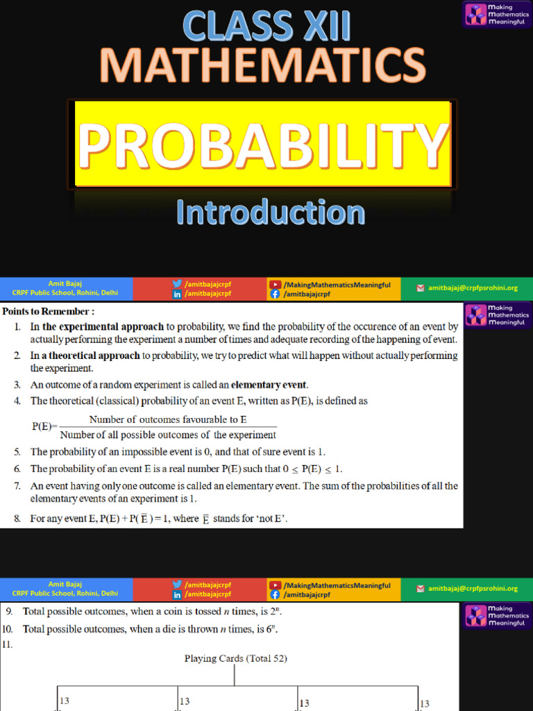 Class Xii Probability (Teaching Notes 2024-25) Amit Bajaj | PDF ...