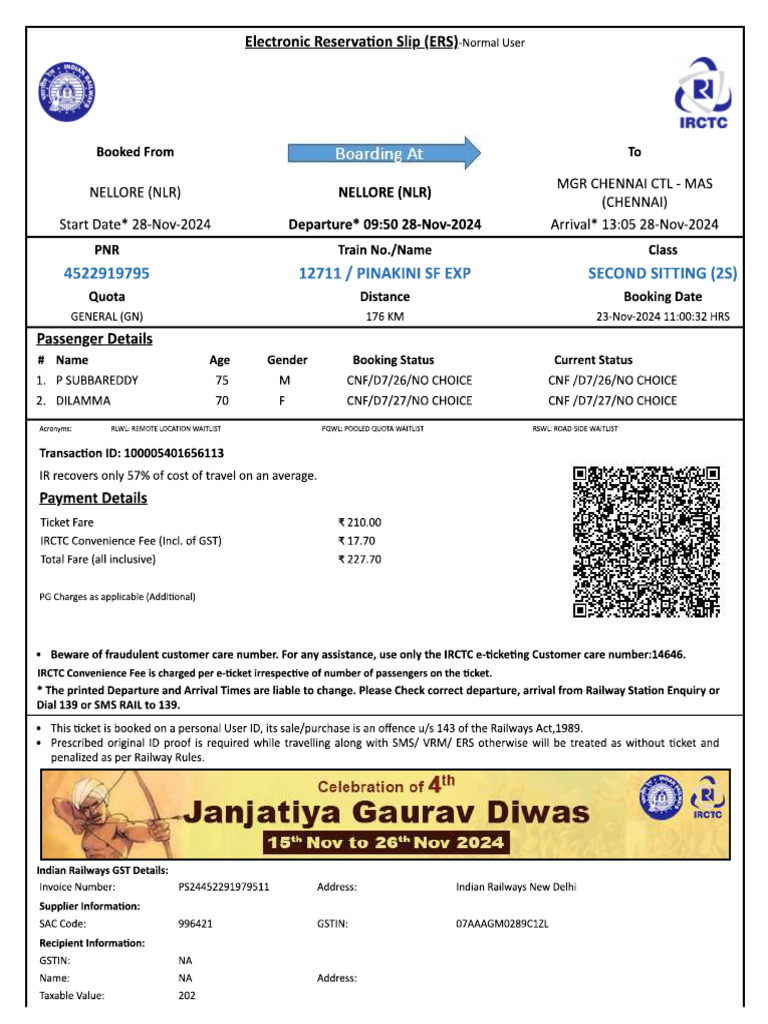 Pinakini Tickets | PDF