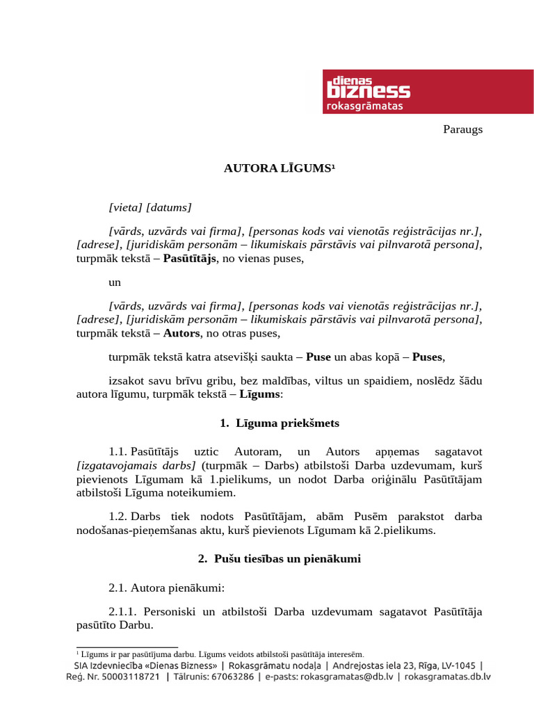 Autora_ligums_paraugs_2014-02(2) | PDF