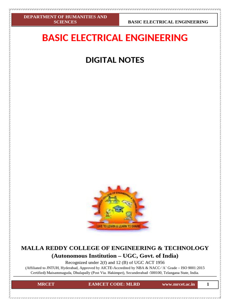 Basic Electrical Engineering | PDF | Capacitor | Series And Parallel Circuits
