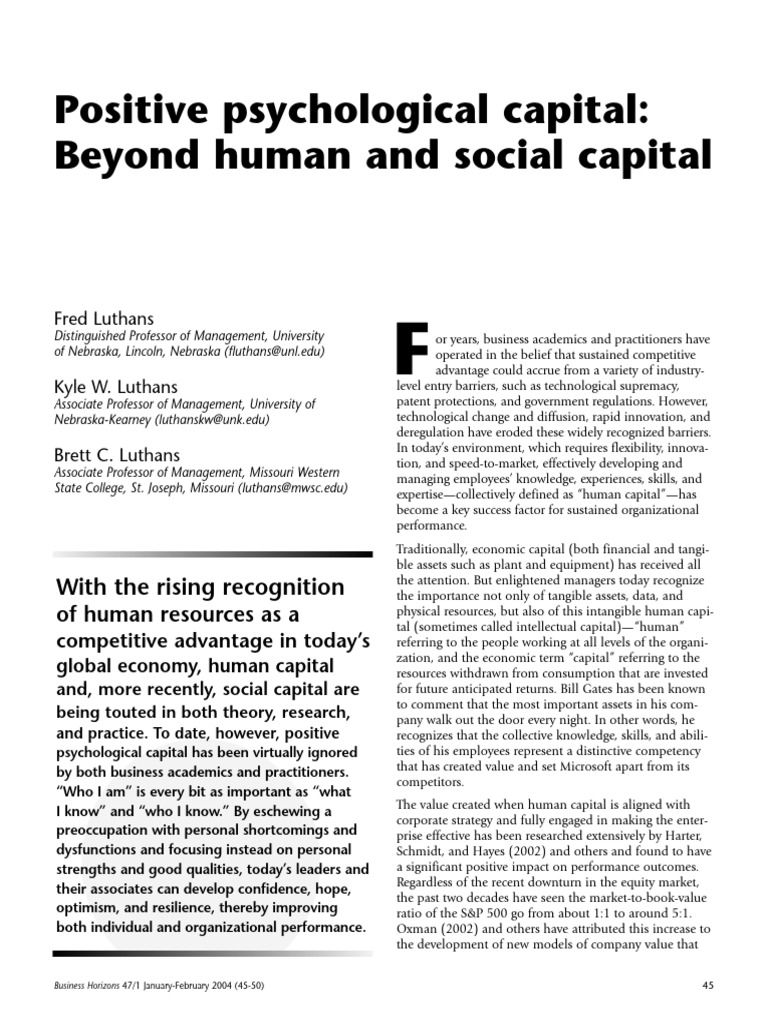 Beyond Human and Social Capital - 2004 | PDF | Capital (Economics ...