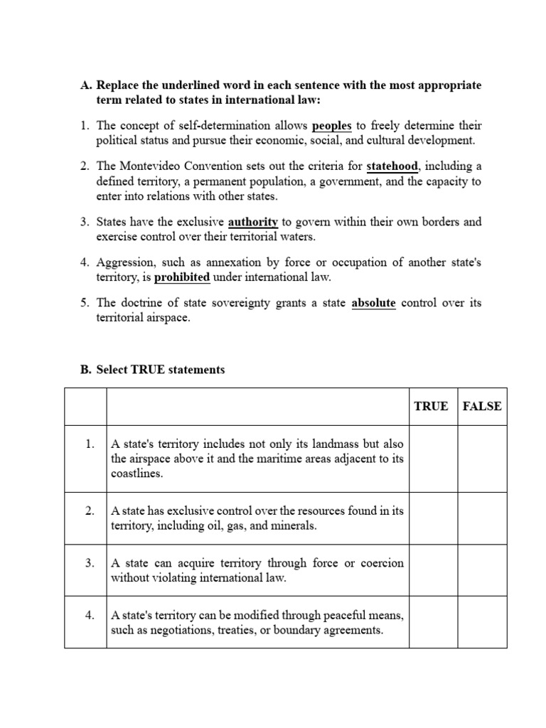 UEL - Class Activitiy - Territory and Nationality - Terms | PDF ...