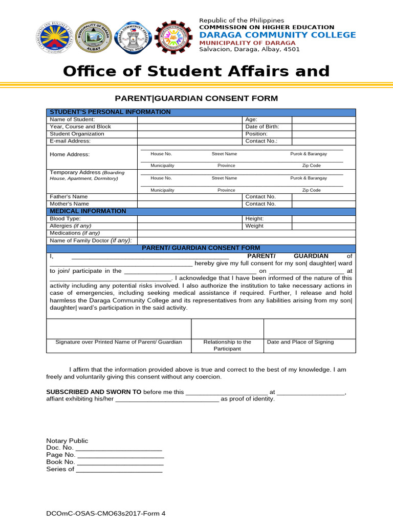 f4 Parent Guardian Consent Form | PDF | Consent