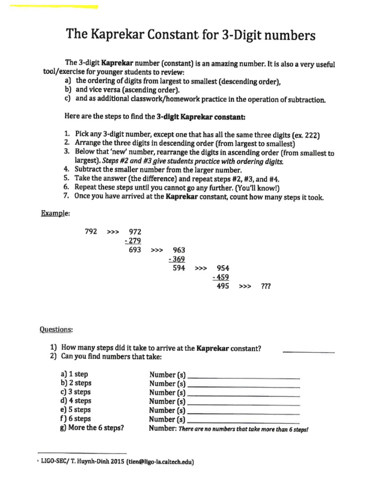 Kaprekar Constant | PDF