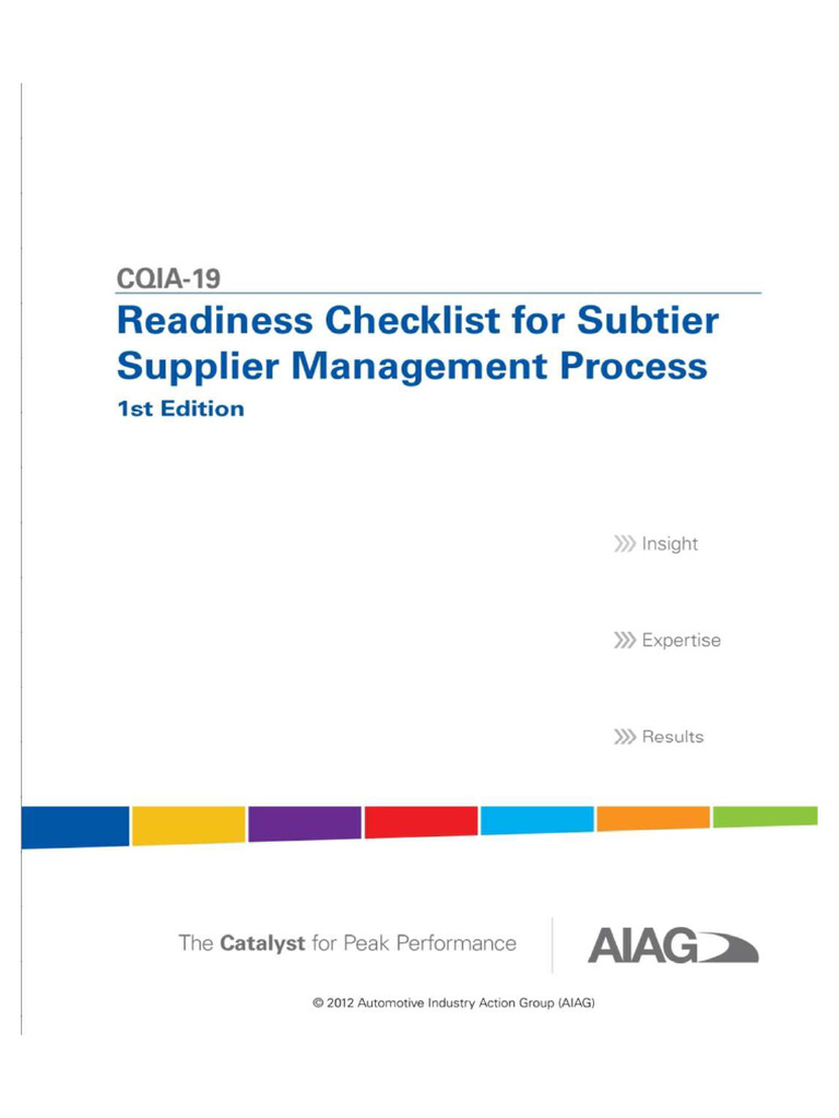 CQI-19 (Readiness Checklist Sub-Tier Supplier Management Process) (1st ...