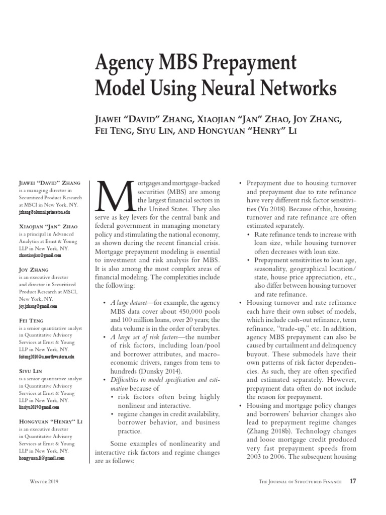 Agency Mbs Prepayment Model | PDF | Deep Learning | Mortgage Backed ...