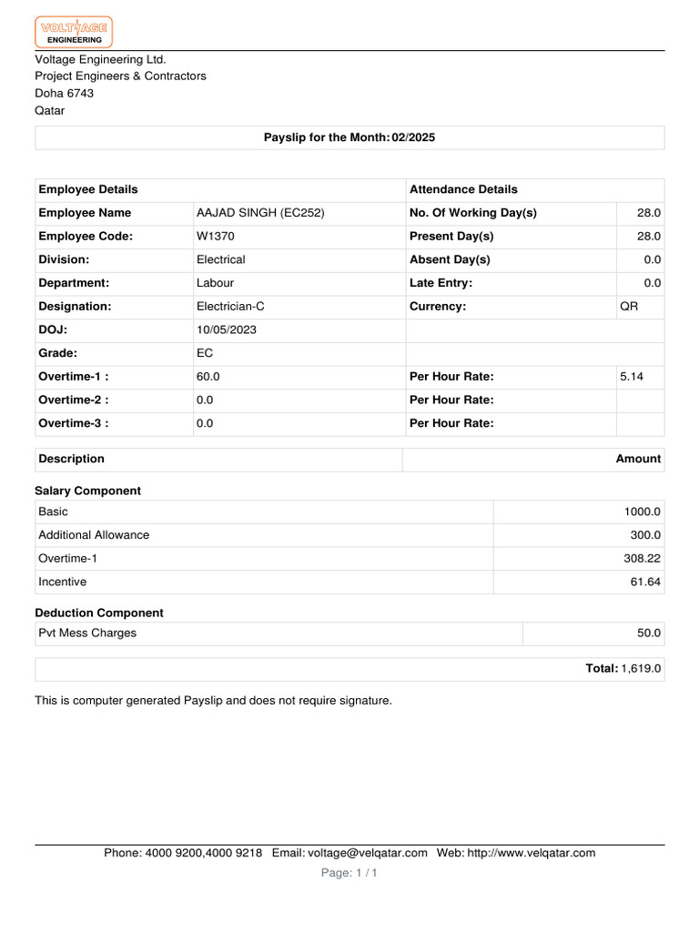 Payslip February 2025 | PDF | Paycheck | Payments