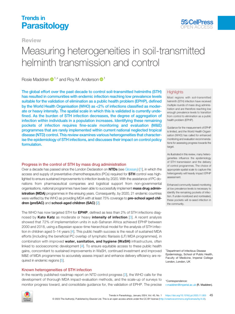 Measuring Heterogeneities in Soil-Transmitted Helminth Transmission and ...