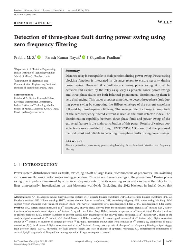 Detecting Three-Phase Faults in Power Swings | PDF | Discrete Fourier ...